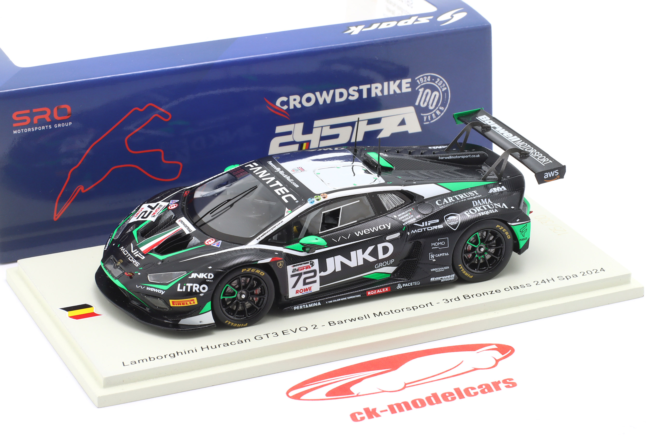 Spark 1:43 Lamborghini Huracan GT3 Evo2 #72 24h Spa 2024 Barwell Motorsport SB790 модель ...