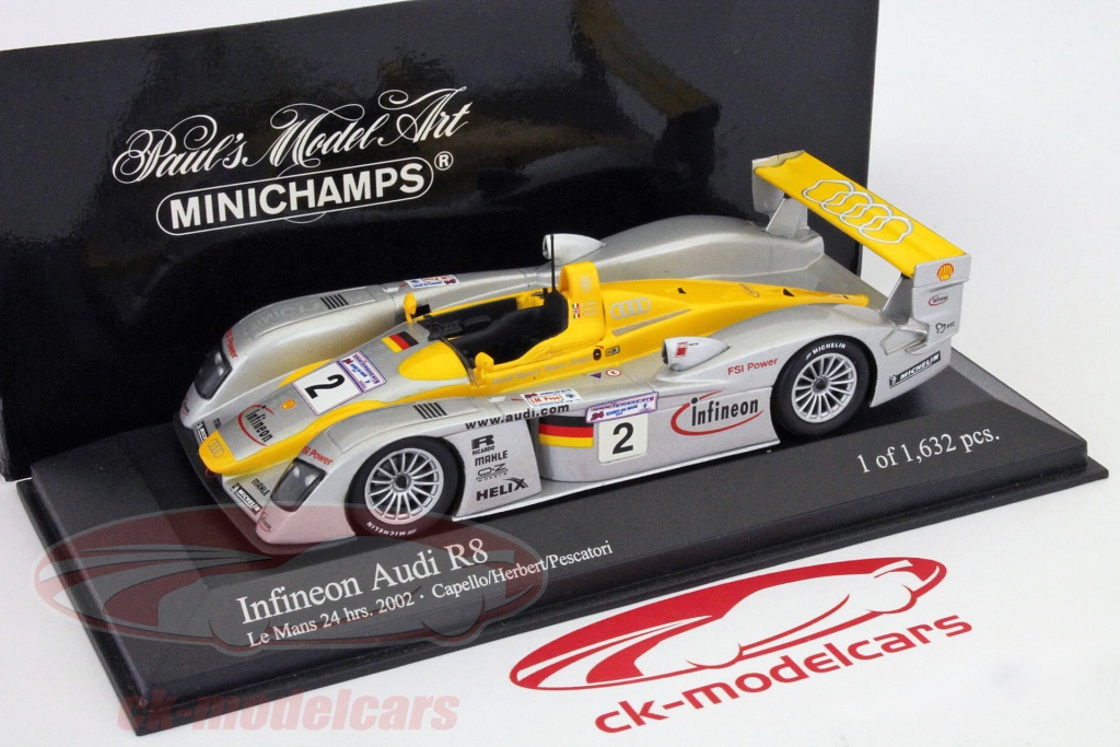 Minichamps 1:43 Infineon Audi R8 #2 24h LeMans 2002 400021302 modèle ...