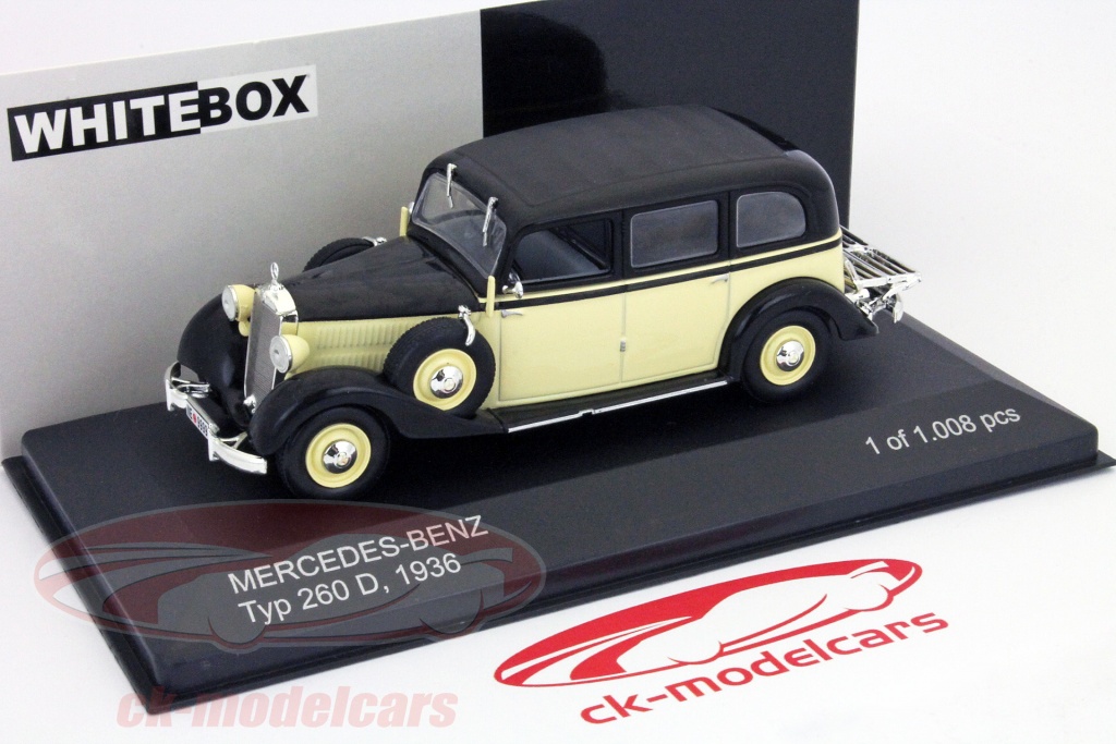 WhiteBox 1:43 Mercedes-Benz Typ 260 D Baujahr 1936 schwarz / beige WB018 Modellauto WB018
