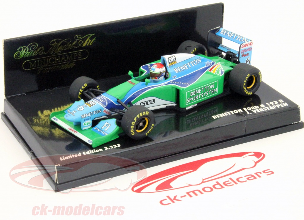 Minichamps 1:43 J. Verstappen Benetton Ford B 193 B formula 1 1994 430941106 model car 430941106 ...