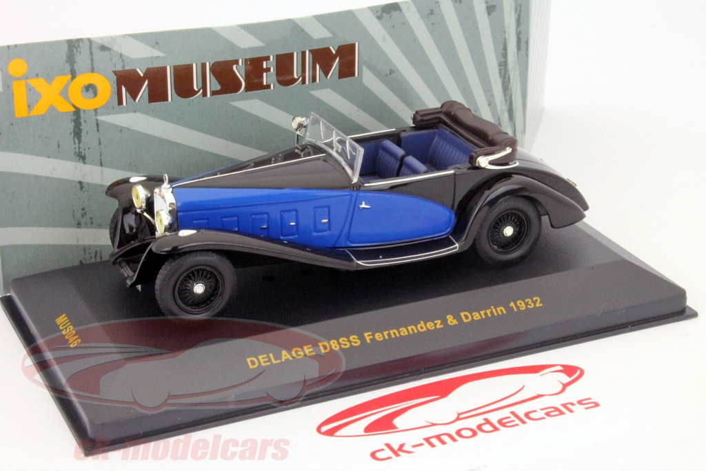 Ixo 1:43 Delage D8SS Fernandez & Darrin year 1932 blue - black MUS046 ...