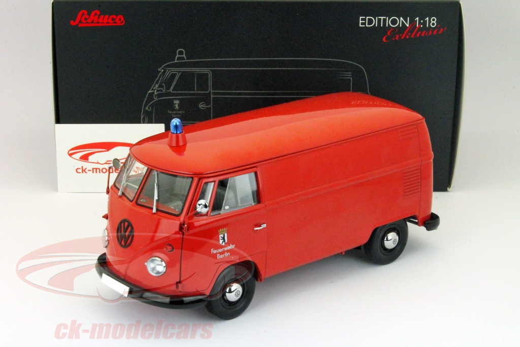 Schuco 1:18 Volskwagen VW T1 Transporter Feuerwehr Berlin rot 450027400 ...