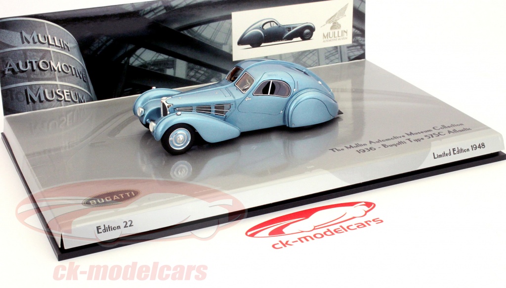 Minichamps 1:43 Bugatti Type 57SC Atlantic built in 1936 blue metallic ...