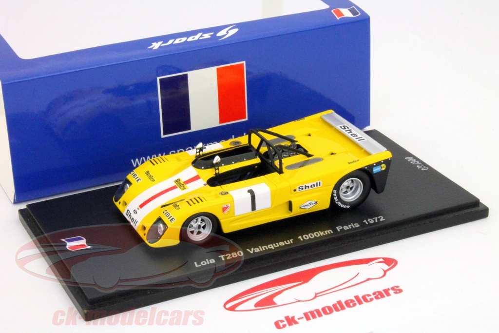 Spark 1:43 Lola T280 #1 Winner 1000Km Paris 1972 G. Larousse, J.P. Beltoise SF033 model car ...