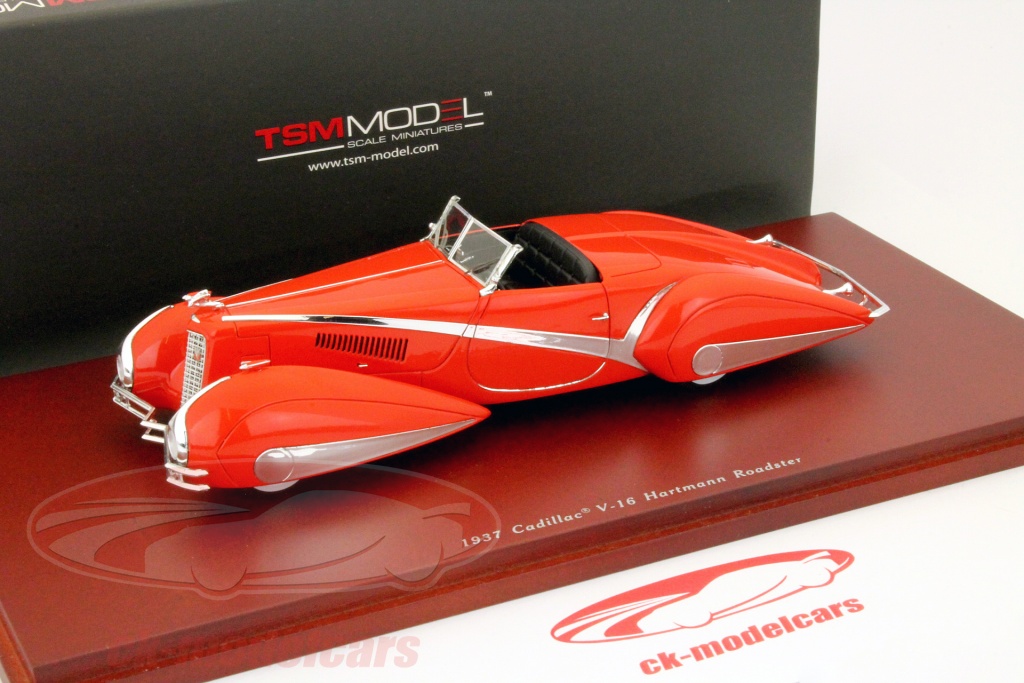 True Scale 1:43 Cadillac V-16 Hartmann Roadster Year 1937 red TSM124313 ...