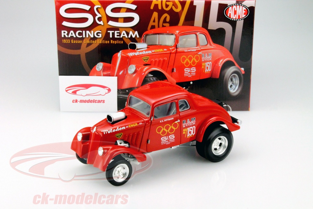 GMP 1:18 Willys Gasser Dragster #150 S and S Racing Team Year 1933 red ...