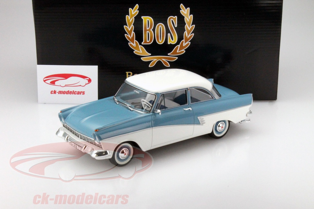 BoS-Models 1:18 Ford Taunus 17M (P2) light blue - white BOS019 model ...